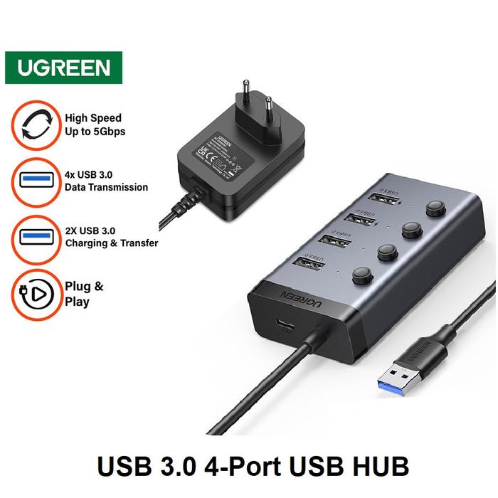 Jual Ugreen Usb Hub 3.0 Powered Usb Hub 7 Port With Dc Adapter 90307 ...