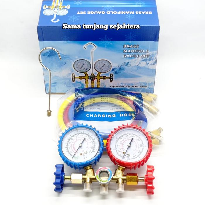 Jual ORANGE TESTING MANIFOLD / BRASS GAUGE SET FREON AC R22 R32 R410 ...