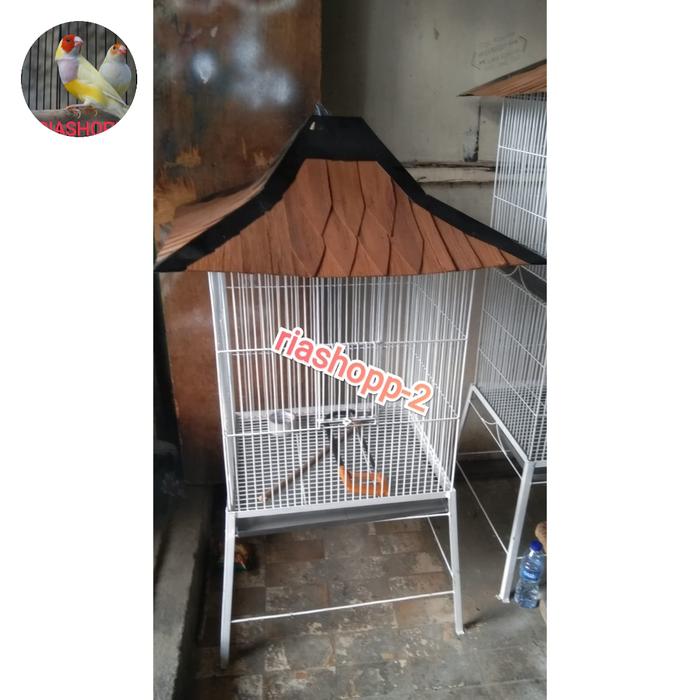 Jual sangkar kandang besi standing kotak koloni aviary mini atap kayu ...