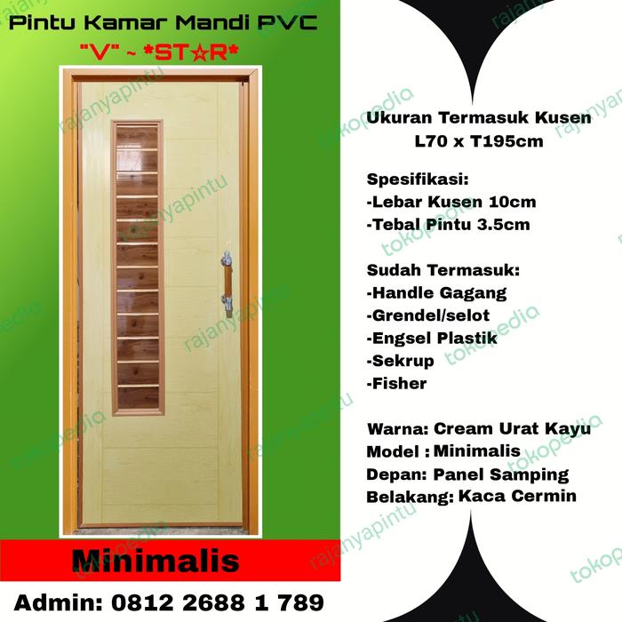 Jual Pintu PVC Kamar Mandi- *"V"* ~ *STR*-SE-Putih - Putih, Engsel Kiri ...