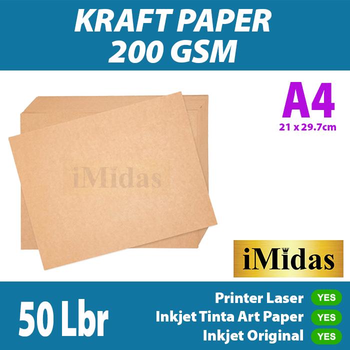 Jual Kertas Kraft Paper Liner Tebal A4 200 gsm / Samson Coklat 200 gram ...