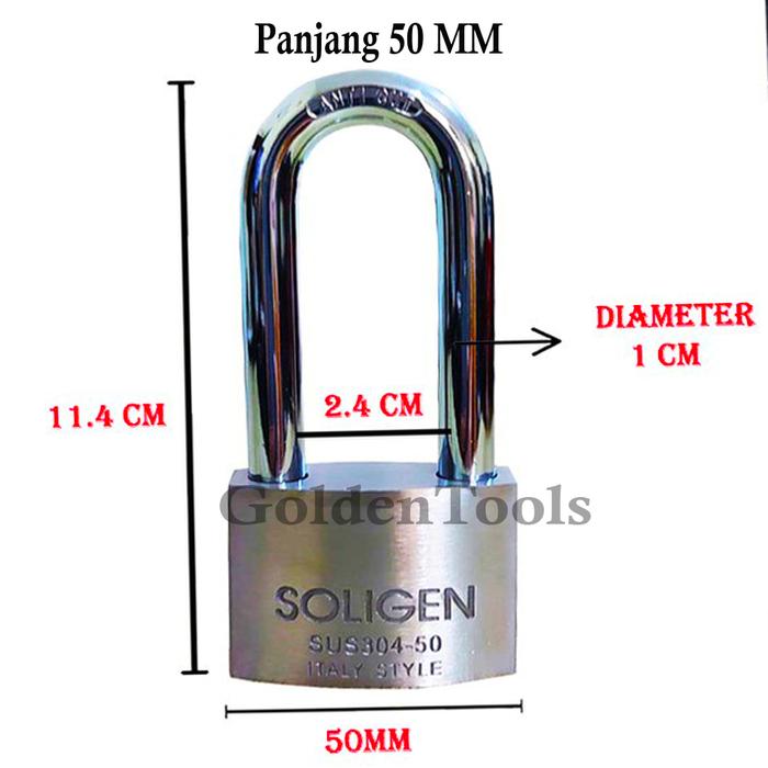 Jual Gembok pagar anti karat leher panjang SOLIGEN Stainless steel ...