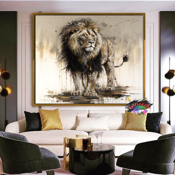 Jual Lukisan Tangan Modern Abstract Beautiful Lion King, 100x100 ...