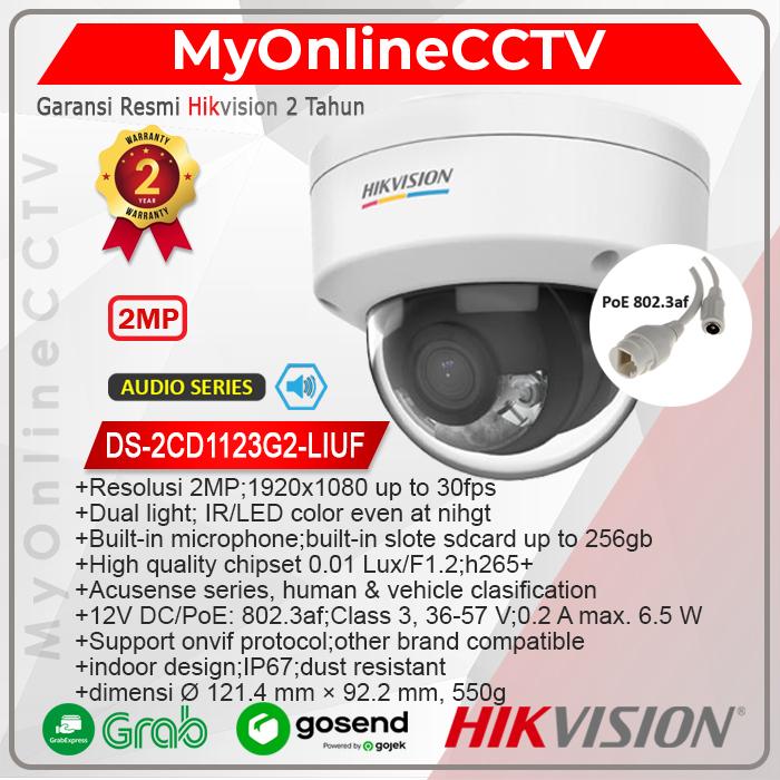 Promo DS-2CD1123G2-LIUF Hikvision 2MP Audio IP Camera PoE CCTV Slote ...