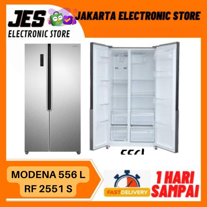 Promo MODENA RF 2551 S KULKAS SIDE BY SIDE 556L INVERTER RF2551S Cicil ...