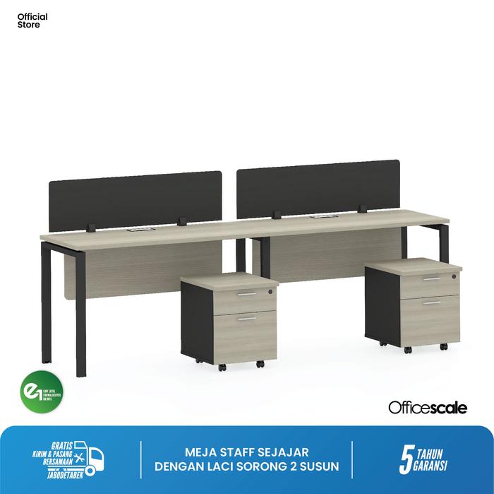 Promo Officescale PLATA Workstation Meja Kerja Satu Sisi 2 Orang ...