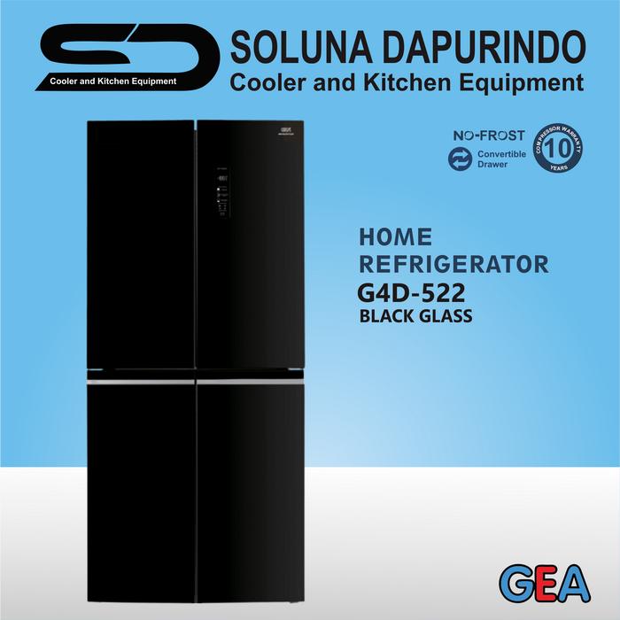 Jual GEA Home Refrigerator G4D-522 BLACK GLASS / G4D522 / Kulkas 4 ...
