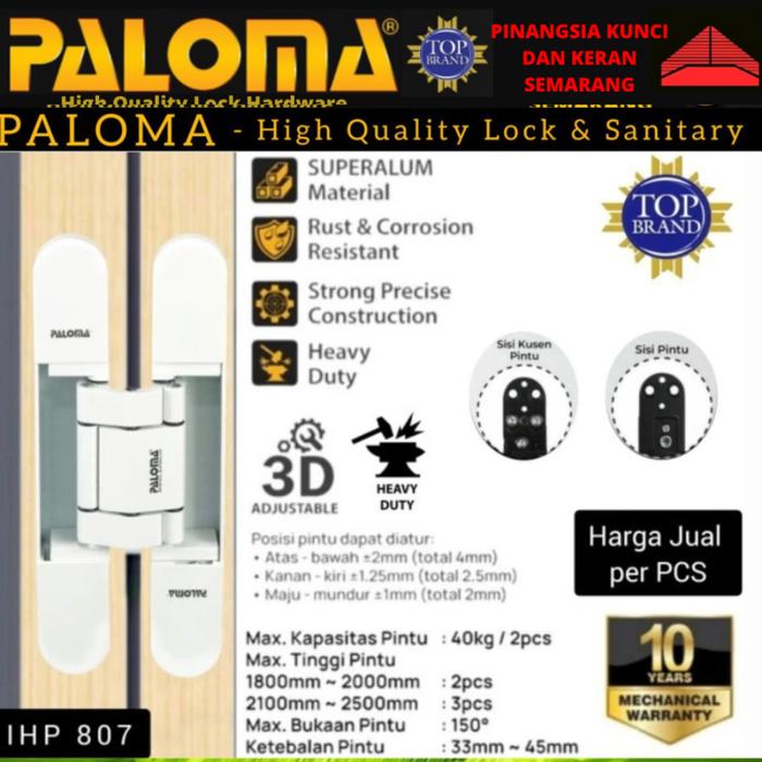 Jual ENGSEL TANAM PINTU INVISIBLE CONCELAED HINGE D40 WHITE PALOMA IHP ...