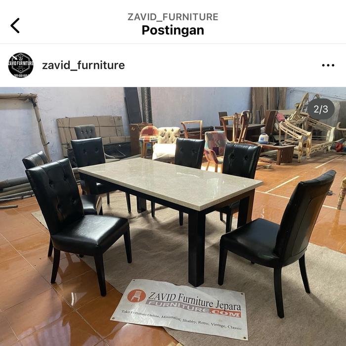 Jual Meja Makan Marmer Asli Kaki Kayu Jati Real Asli Zavid Furniture ...
