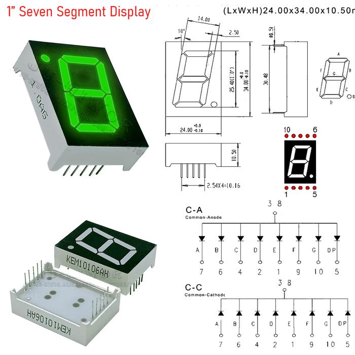 Jual 1" Seven Segment Display 1 Digit 7-Segment 1 inch LED Digital Tube ...