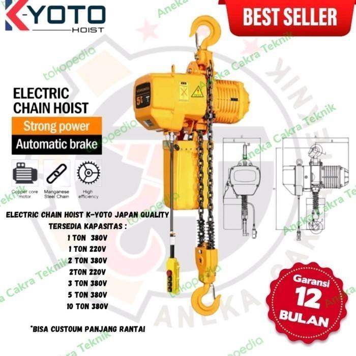 Jual electric chain hoist 3 ton x 12 meter 380V speed cepat KYOTO Japan ...