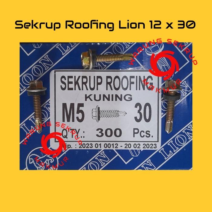 Jual (1 Box) Skrup Roofing Kuning 12x30 LION / Baut Roofing 3cm isi 300 ...