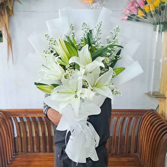 Promo Buket bunga lily asli fresh bouquet ulang tahun kado pernikahan ...