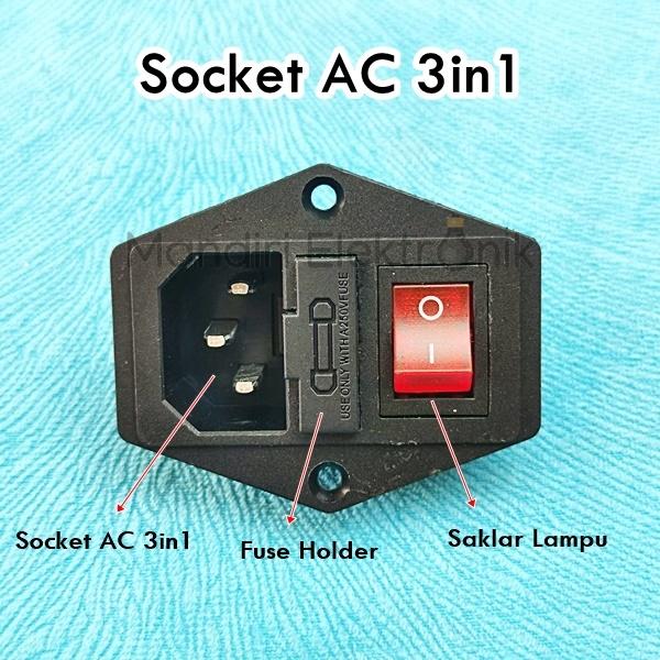 Jual Socket AC 3in1 + Saklar Lampu + Fuse Holder Power Outlet Socket Switch - Kab. Bogor ...