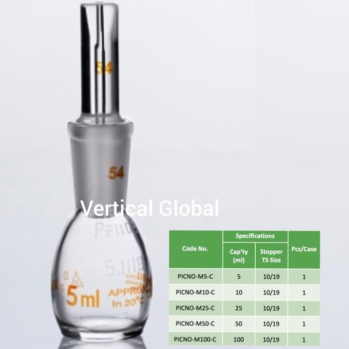 Jual Pyknometer Calibrated Iwaki Kaca 50 ml Pycnometer Calibrasi - Kota Surabaya - Vertical ...