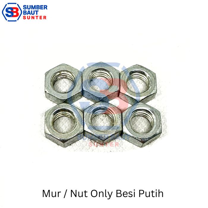 Jual 1/4" Mur Besi Hitam Nut Only Hexagon Drat Kasar Inchi UNC Kunci 10 ...