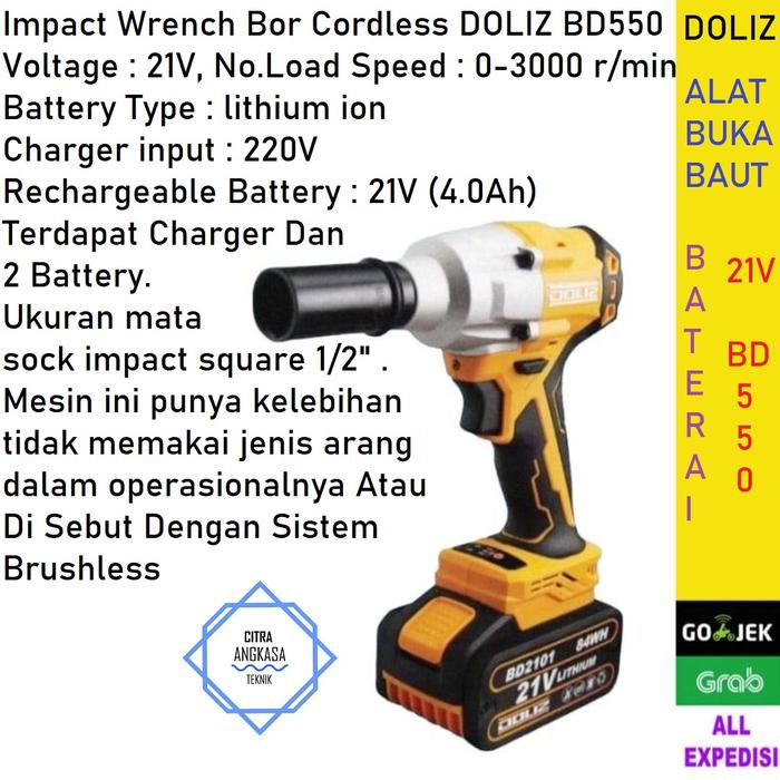 Jual DOLIZ Impact wrench cardless 21V BD550 / Alat buka baut ban baterai - Jakarta Utara - Citra ...