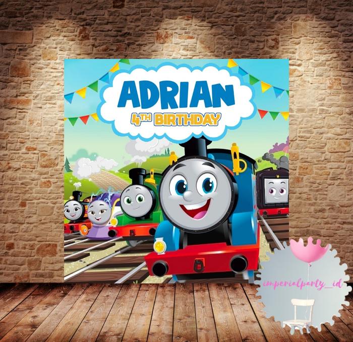 Jual Custom Backdrop Banner Happy Birthday Thomas Friends All Engines ...
