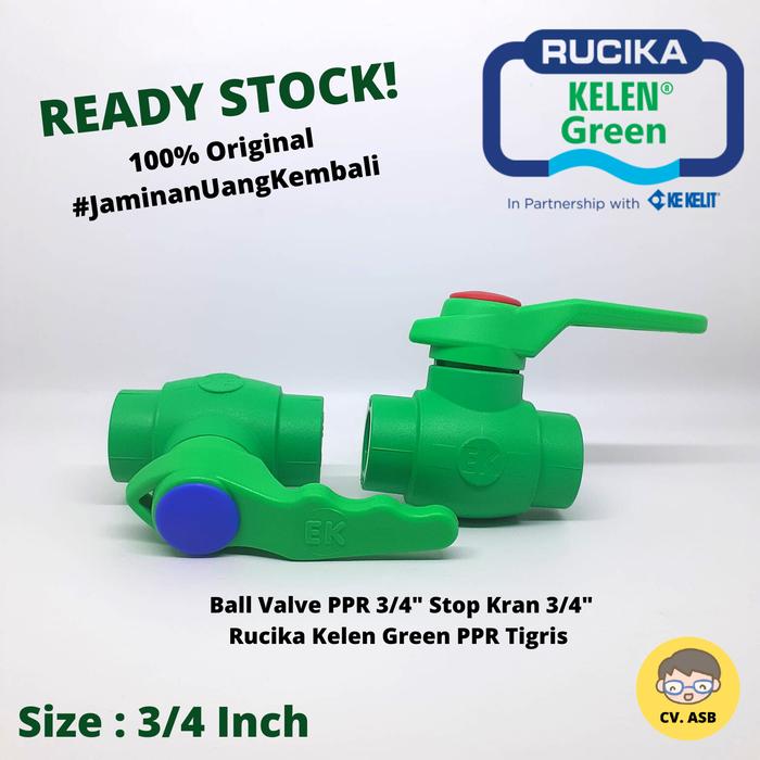 Jual Ball Valve 3/4" PPR Stop Kran Keran 3/4 25mm PPR Rucika Green ...