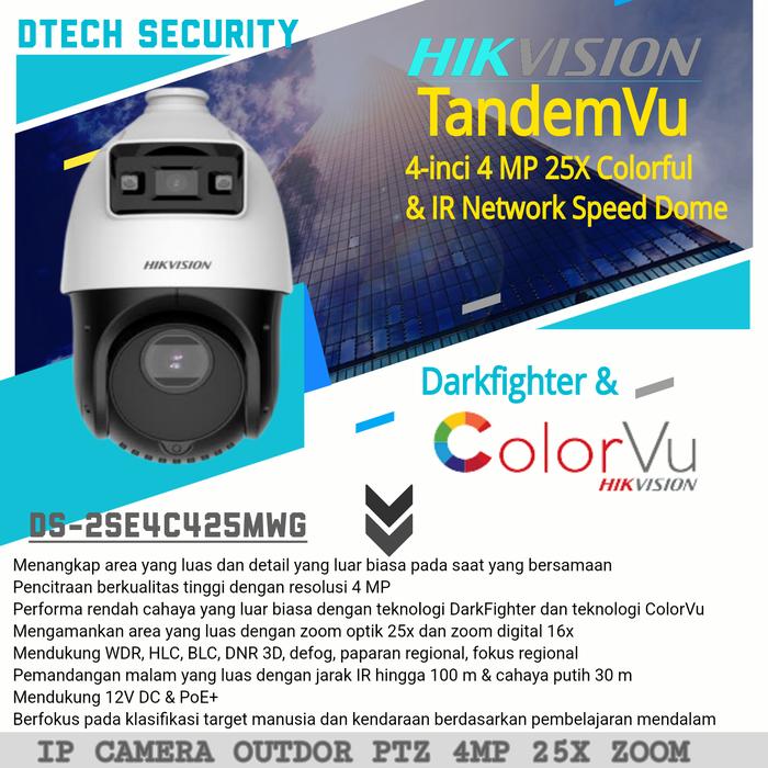 Jual IP CAMERA OUTDOR PTZ 4MP 25x ZOOM COLORVU\PTZ HIKVISION DS ...