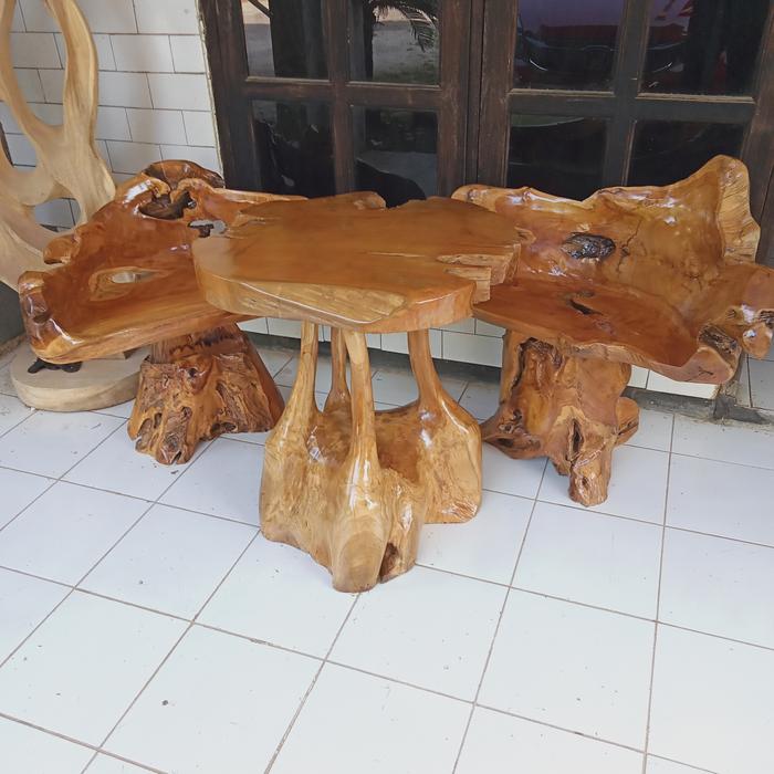 Jual meja teras murah/kursi meja teras/meja akar jati /kursi akar jati ...