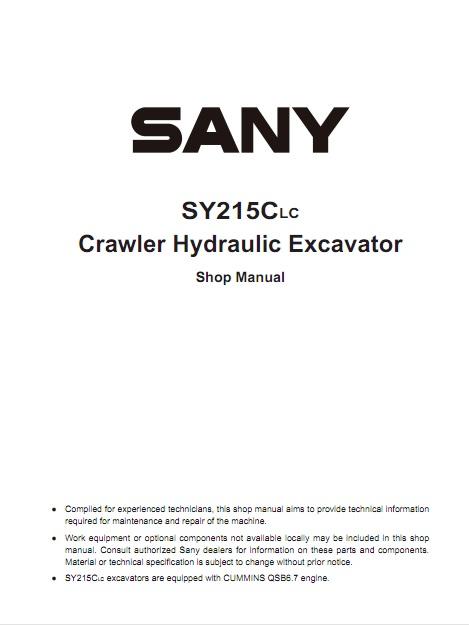 Jual Shop Manual Excavator Sany SY215C LC versi pdf - Kota Surabaya ...