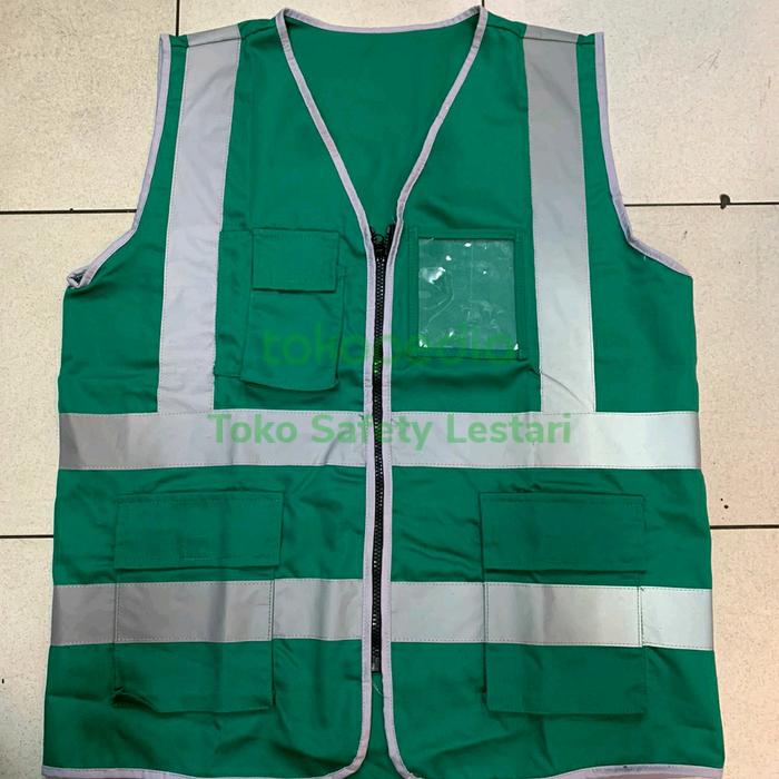 Jual SAFETY VEST ID CARD / ROMPI SAFETY BAHAN DRILL HIJAU / ROMPI ...