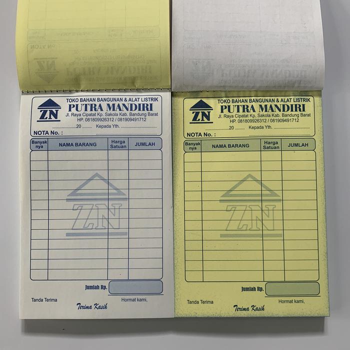 Jual Cetak Nota Bon Pakai Kertas NCR ukuran 1/4 Folio atau 10 x 16 cm ...