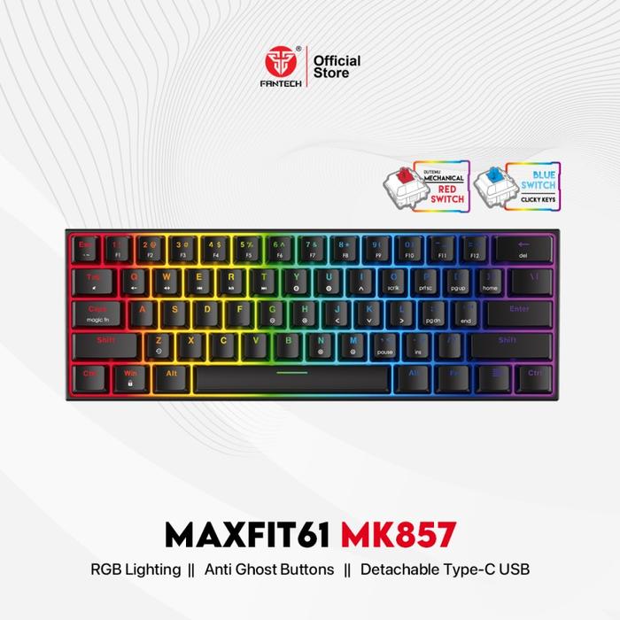 Jual Fantech MAXFIT61 MK857 60% Keyboard Gaming Mechanical Hitam - Kota ...