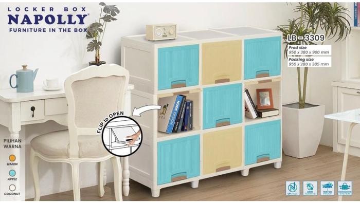 Jual Lemari Plastik Napolly Locker Box LB-3309 Susun 3 Rak Serbaguna ...