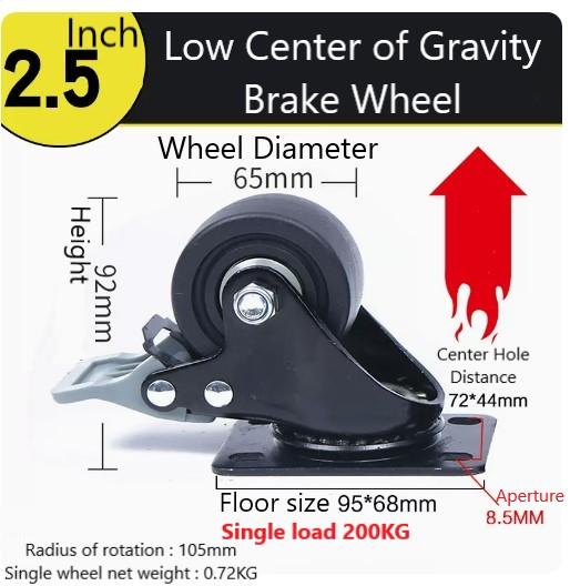 Jual Roda High Elastic Low Center of Gravity 2"/2,5"(M1642) - 2,5"Brake ...