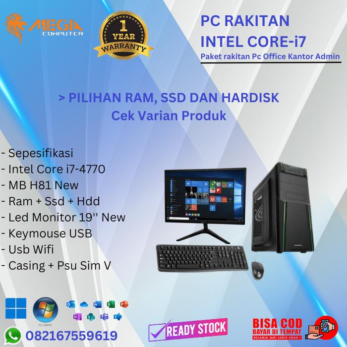 Jual PC Rakitan Lengkap Core i7-4770 (Siap Pakai, Ram/ Ssd+Hdd Cek Varian) - 4GB, HDD 500GB ...