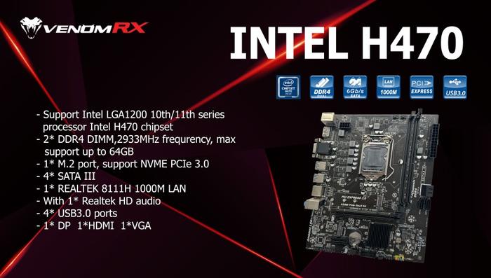 Jual Motherboard H470 VENOMRX INTEL H470 LGA1200++ w/nvme support gen ...