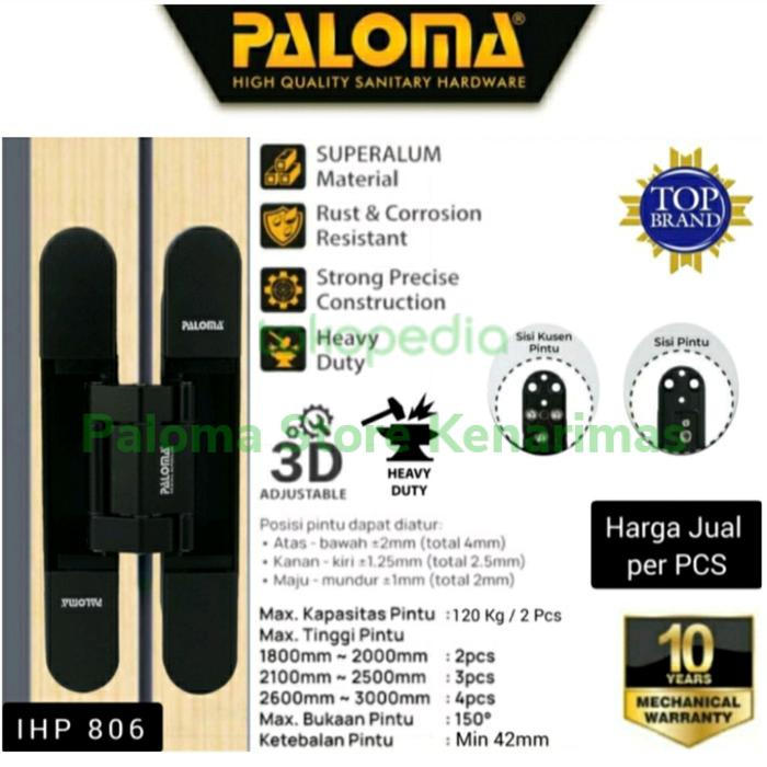 Jual INVISIBLE HINGE BLACK PALOMA IHP 806 ENGSEL TANAM PINTU HITAM ...