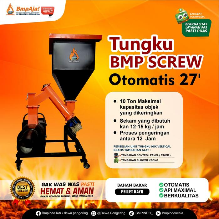 Jual KOMPOR PELET SCREW !! BMP S27 OTOMATIS !! BURNER Kapasitas 10 TON ...