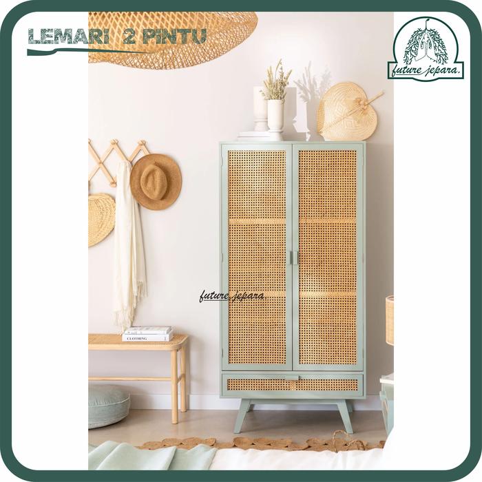 Jual Lemari baju rotan kayu wardrobe rattan minimalis - Kab. Jepara ...