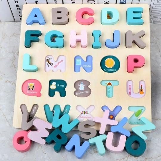 Jual Mainan Edukasi Puzzle Kayu Chunky 3D Rainbow Letter - Capital ...