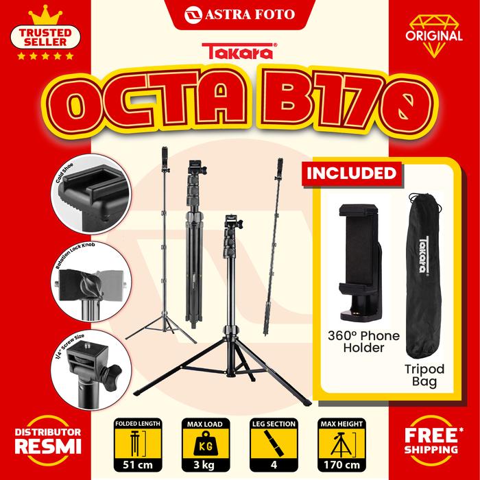 Jual Takara OCTA B170 Multi Function Tripod Selfie Stick Light Stand ...