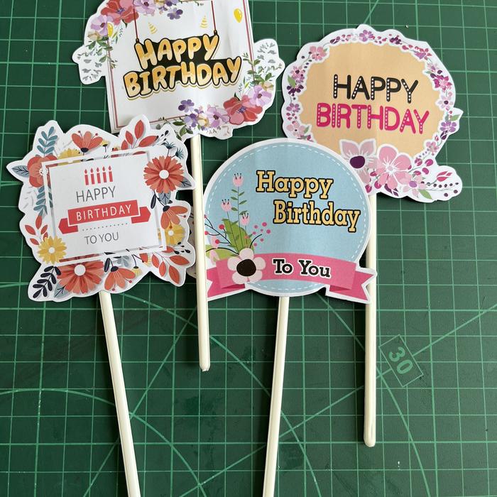 Jual Tusuk Character Bunga Happy birthday Cake topper HBD - Jakarta ...