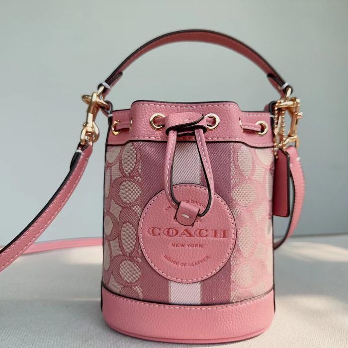 Jual Coach Mini Dempsey Bucket Bag In Signature Jacquard With Stripe ...