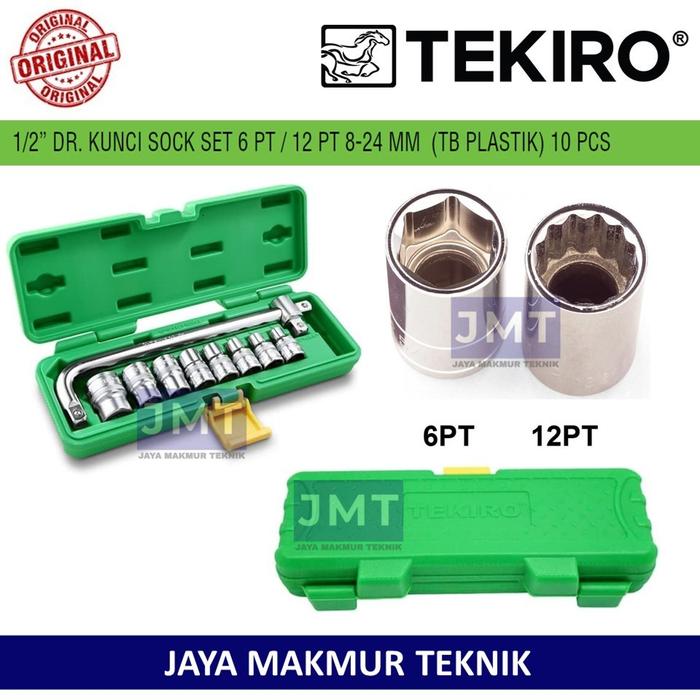 Jual TEKIRO Kunci Sock Set 1/2" (8-24) 10 pcs 6PT/12PT Box Plastik Original - Jakarta Barat ...