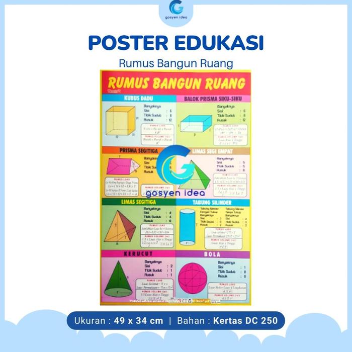 Jual Poster Pendidikan Anak Belajar Matematika Rumus Bangun Ruang ...