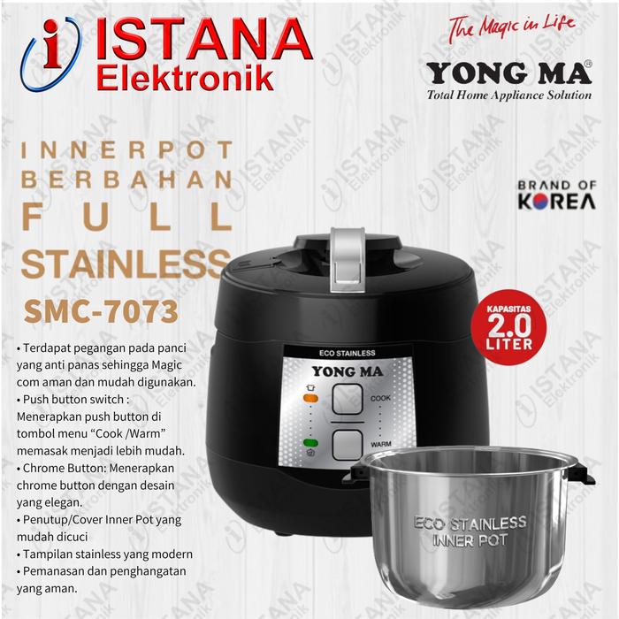 Promo YONG MA MAGIC COM/RICE COOKER 2 LITER STAINLESS SMC-7073 Cicil 0% ...
