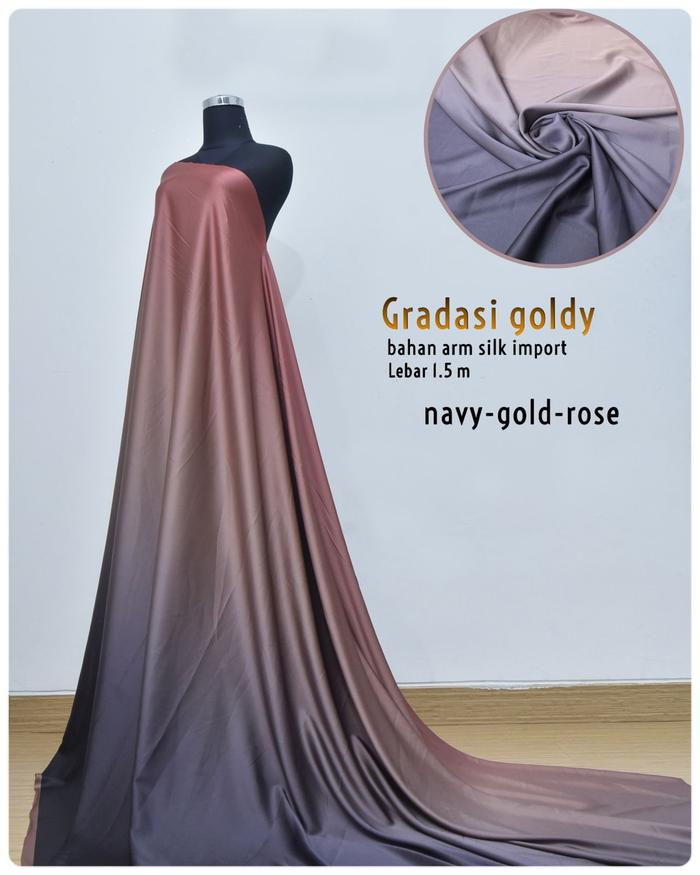 Jual Bahan Kain Meteran Gradasi Warna Gold - Navy-Gold-Rose, 0,5 meter ...