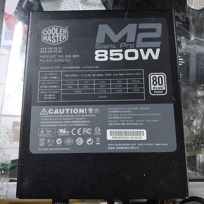 Jual psu powersupply 850watt silver 80plus modular cooler master pure ...