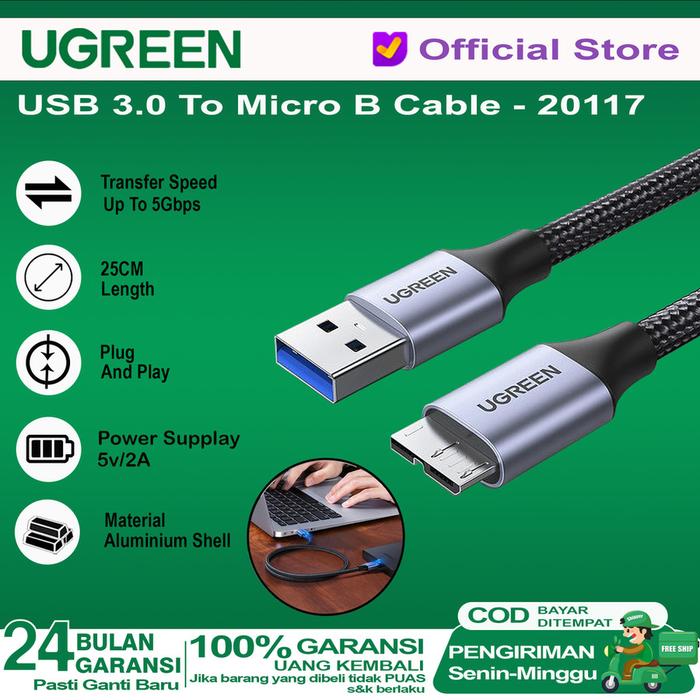 Jual UGREEN 20117 Kabel Data HDD Harddisk External USB To Micro USB B 3 ...