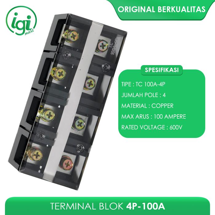 Jual TERMINAL BLOK 4 POLE 100A / TERMINAL BLOCK TB-1004 TB SERIES ...