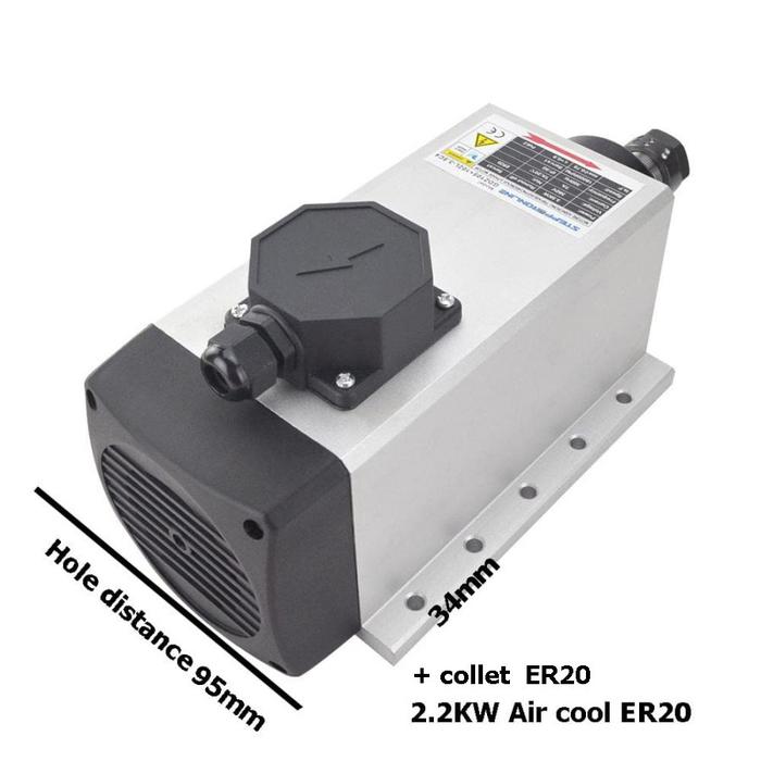 Jual Air cooled high speed spindle motor 2.2KW 24000rpm square ER20 ...