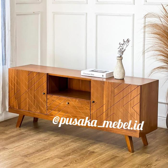 Jual meja rak tv minimalis kayu jati, bufet cabinet tv kayu, rak ...