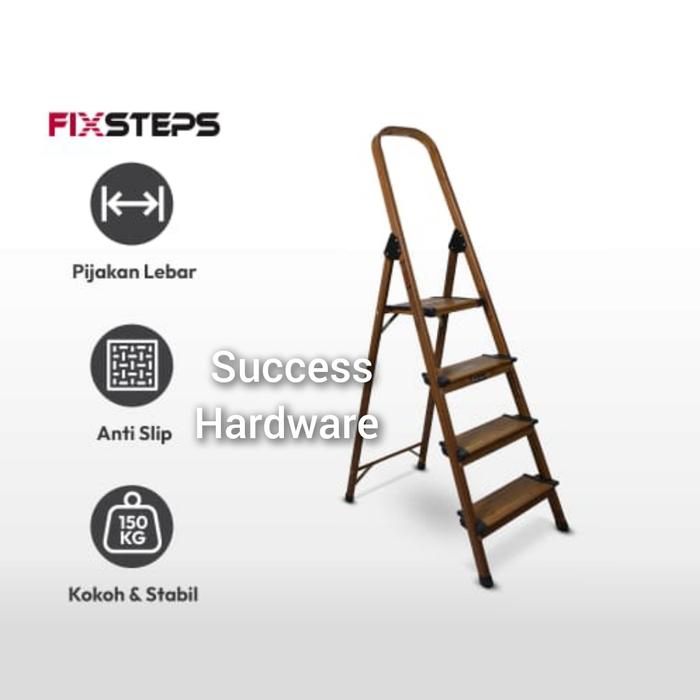 Jual FIXSTEPS TANGGA LIPAT ALUMINIUM 4 WIDE STEPS MOTIF KAYU/LADDER ALU ...